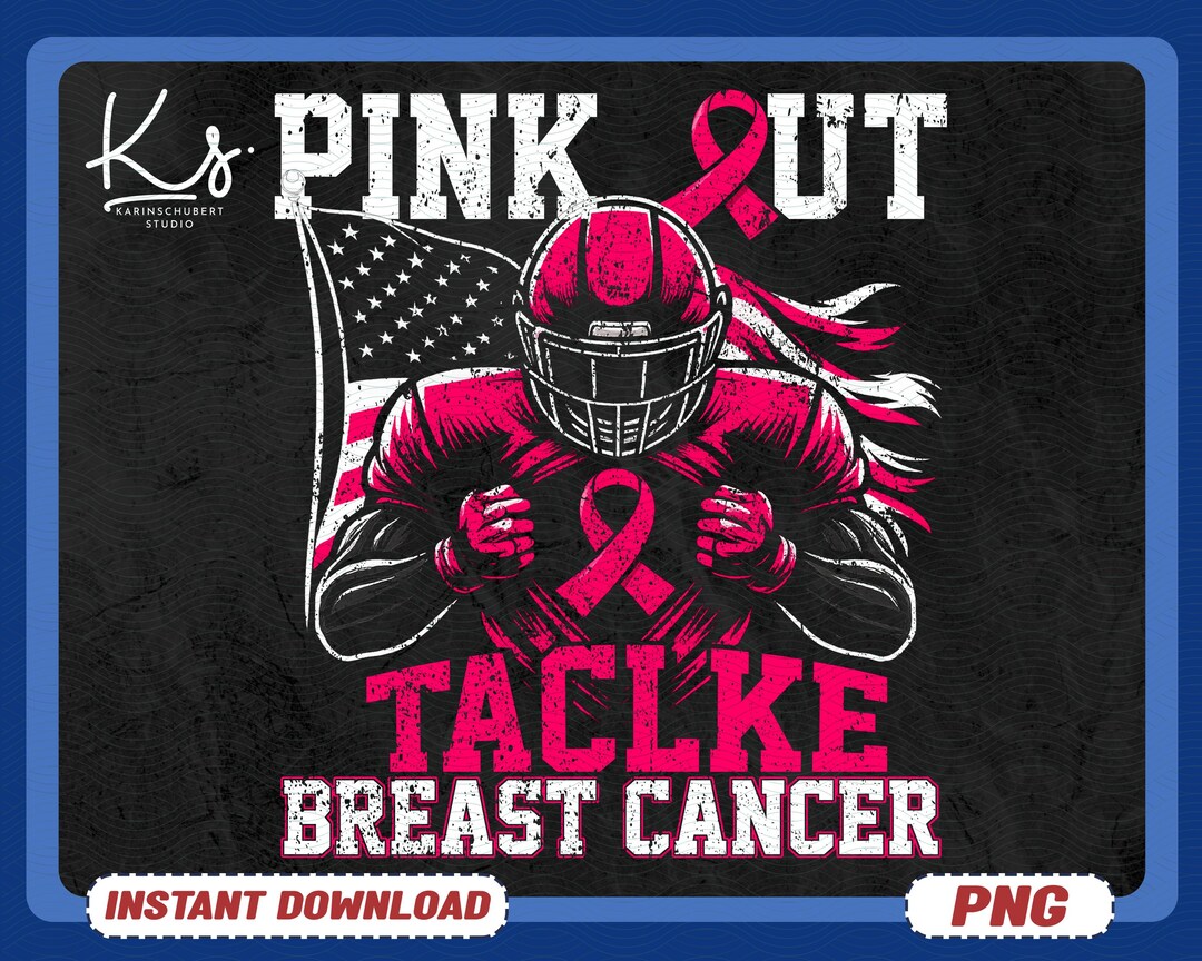 Pink Out Tackle Football Breast Cancer Awareness PNG, Football Player ...