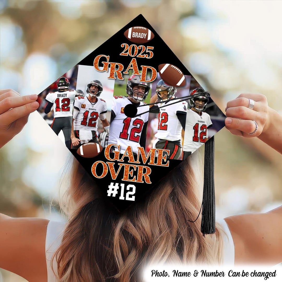Custom Photo Football Graduation, Personalized Cap Topper Graduation ...