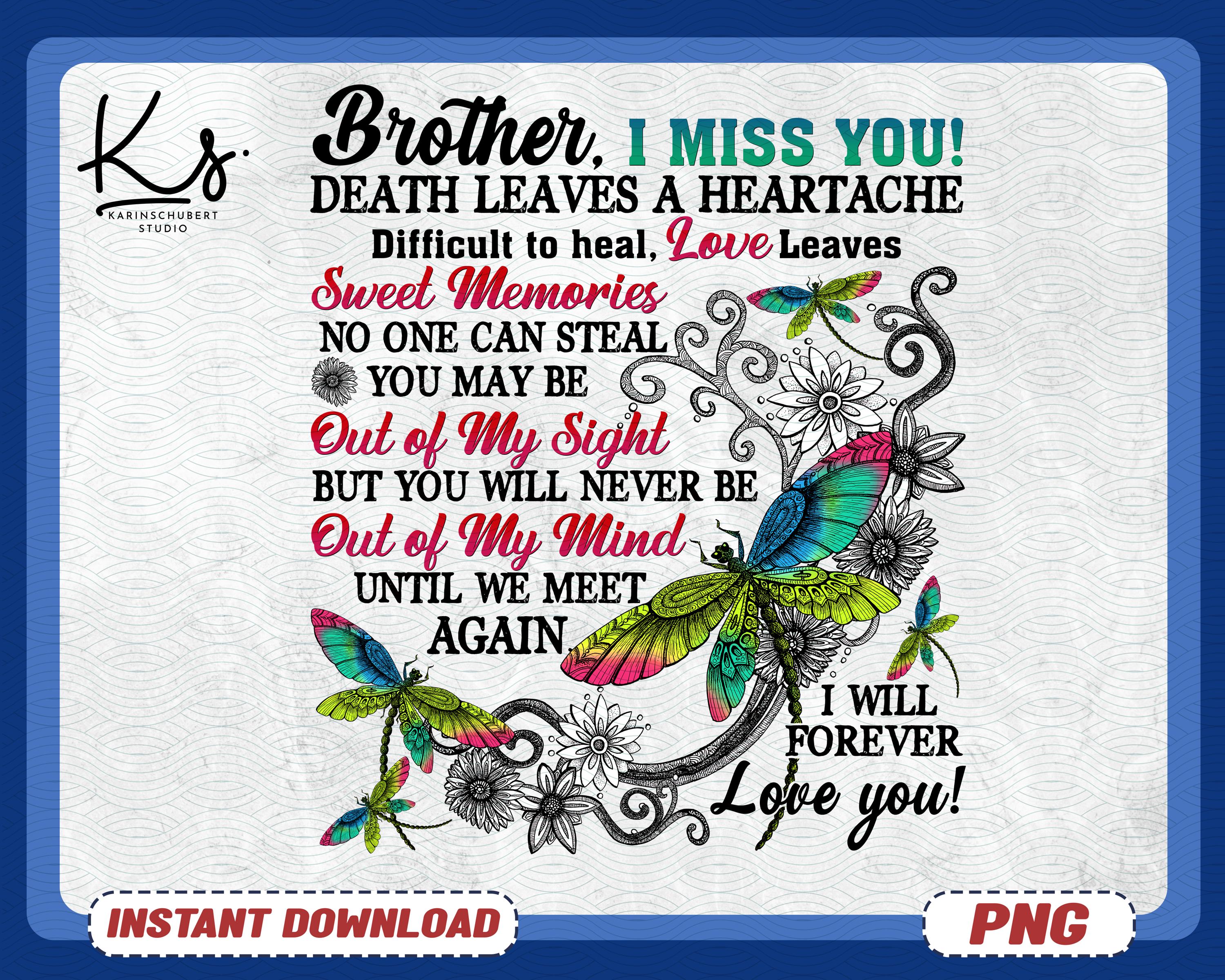 Brother I Miss You PNG, Brother in Heaven PNG, Memorial Sublimation ...