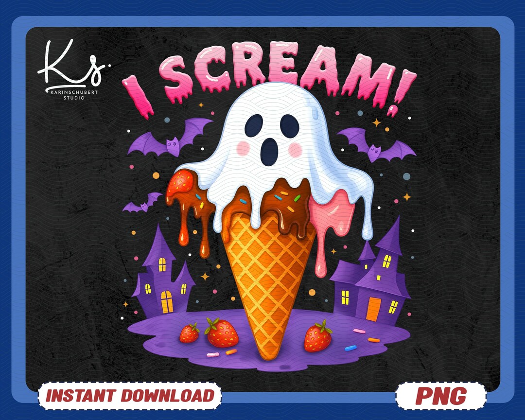 I Scream Ghost Ice Cream Halloween PNG, Funny Halloween Png, Halloween ...