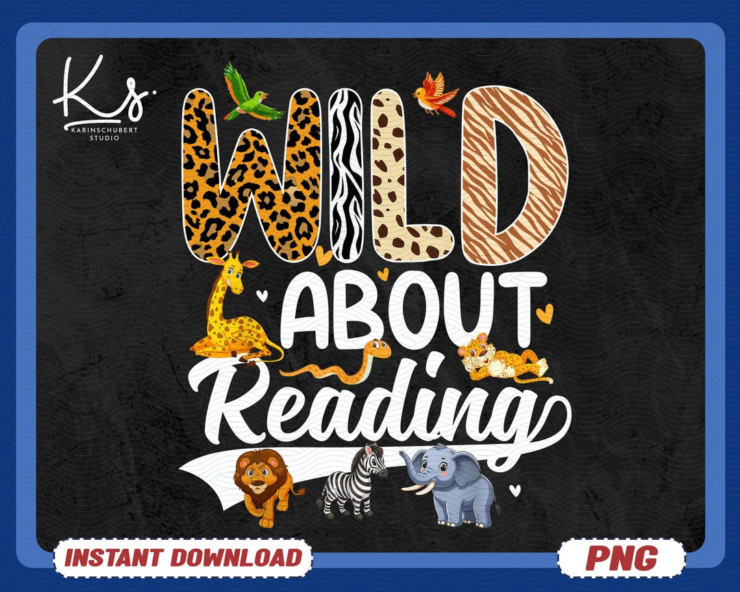 Wild About Reading PNG, Safari Reading PNG, Jungle Animals Reading ...