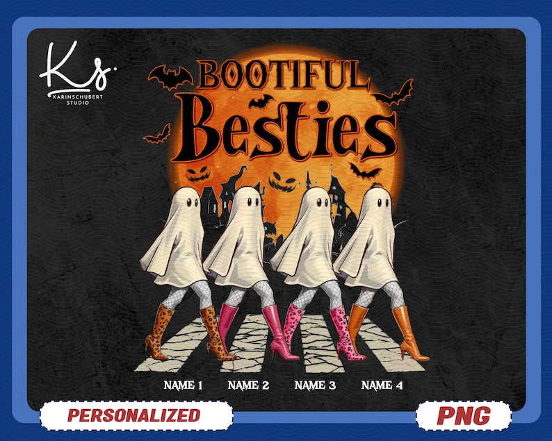 Bootiful Besties Png, Personalized Ghost Friends Halloween Shirt Design ...
