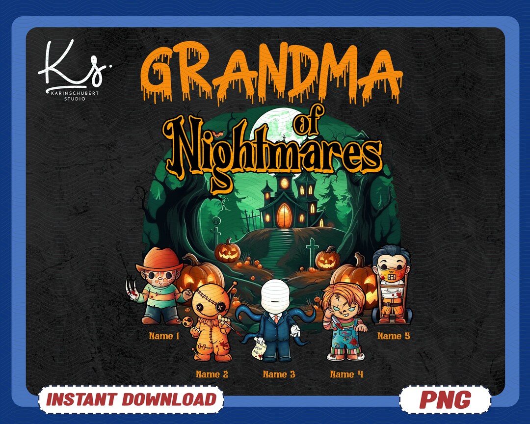 Custom Grandma's Little Monster Halloween Png, Spooky Grandma Shirt ...