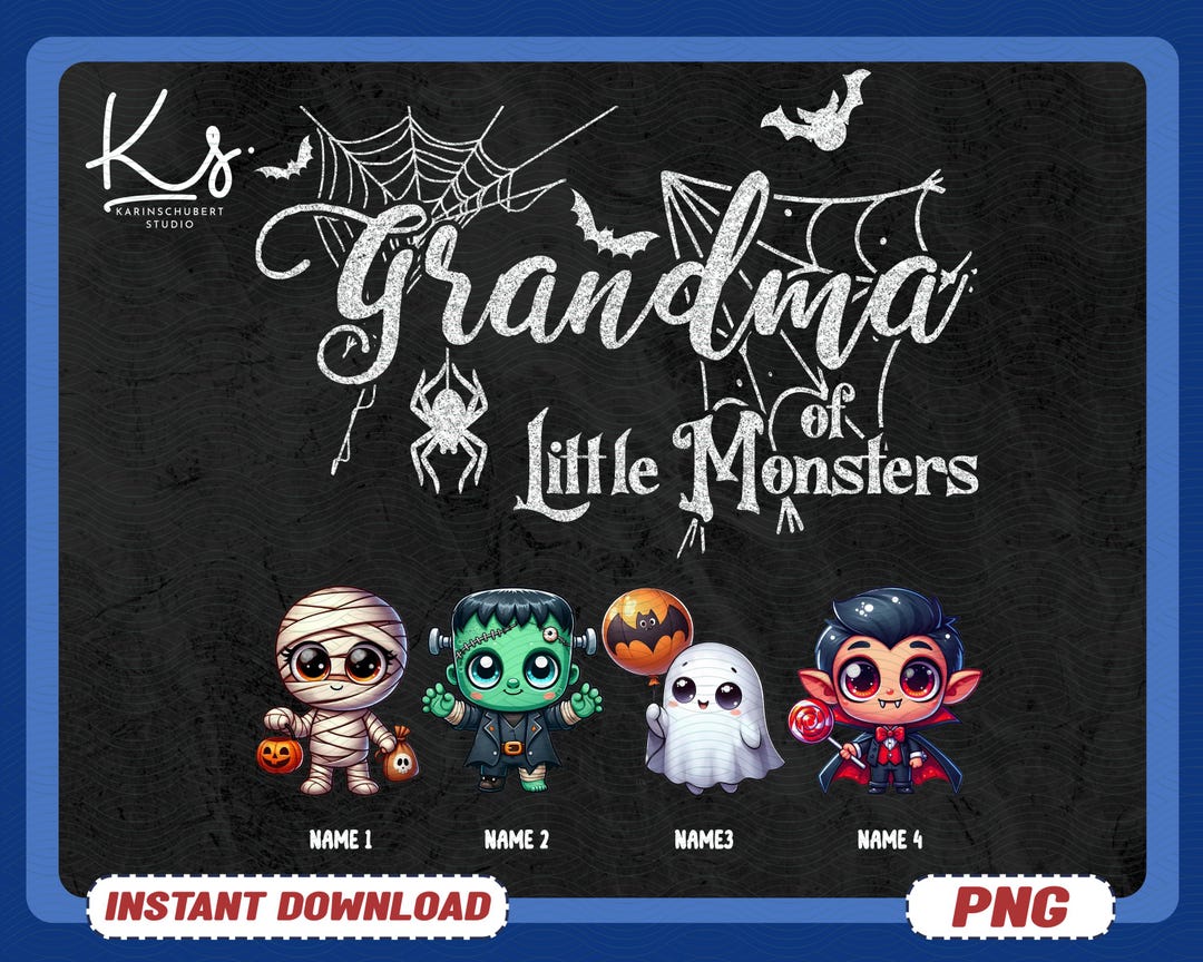 Grandma of Little Monsters Spider Web Png, Bat With Kid Monsters Png ...