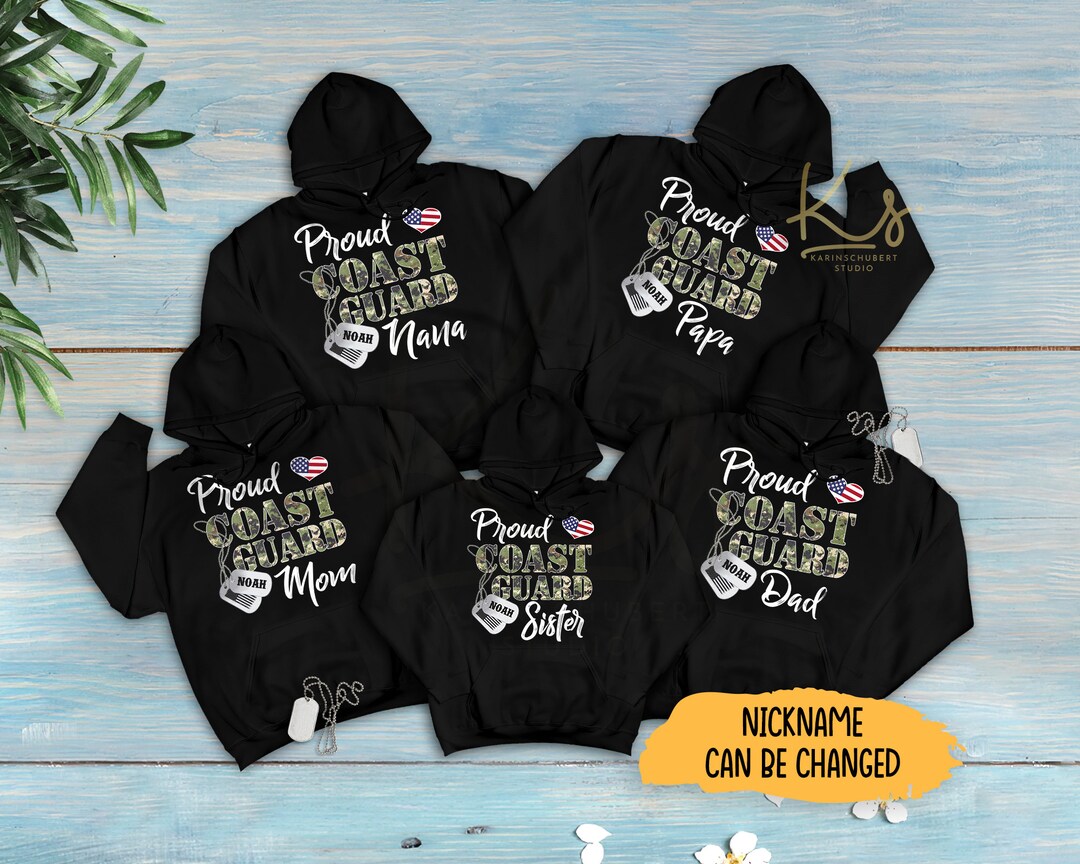 Proud Coast Guard Dad Hoodies, US Coast Guard Family Matching Hoodies ...