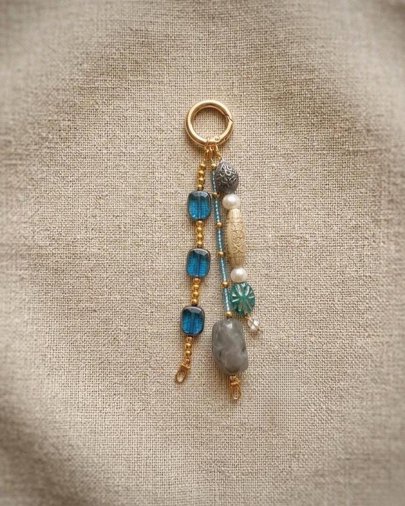 Handmade Beaded Bag Charm | Boho Luxe Purse Jewelry, Gold Clasp ...
