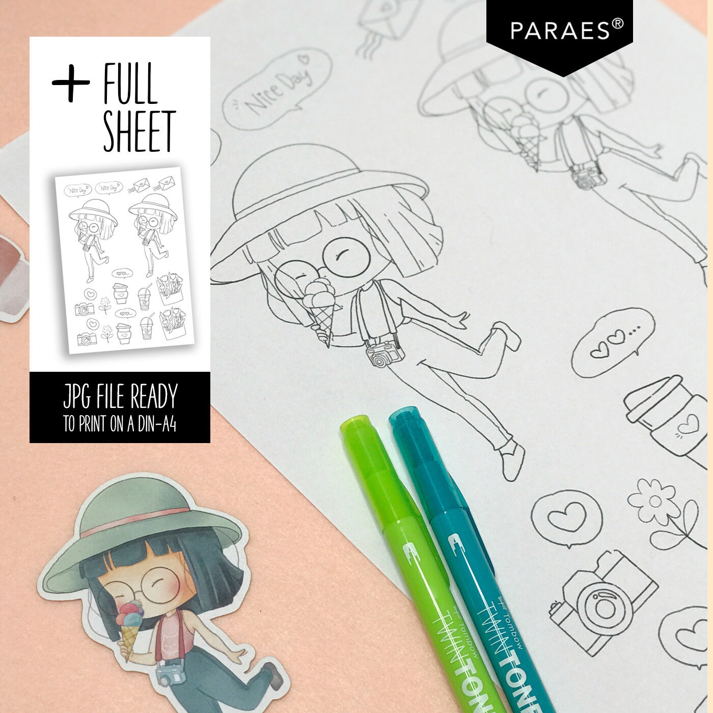 CHIBI Natalia Digi Stamp Digistamp Cute Digital Stamp - Etsy