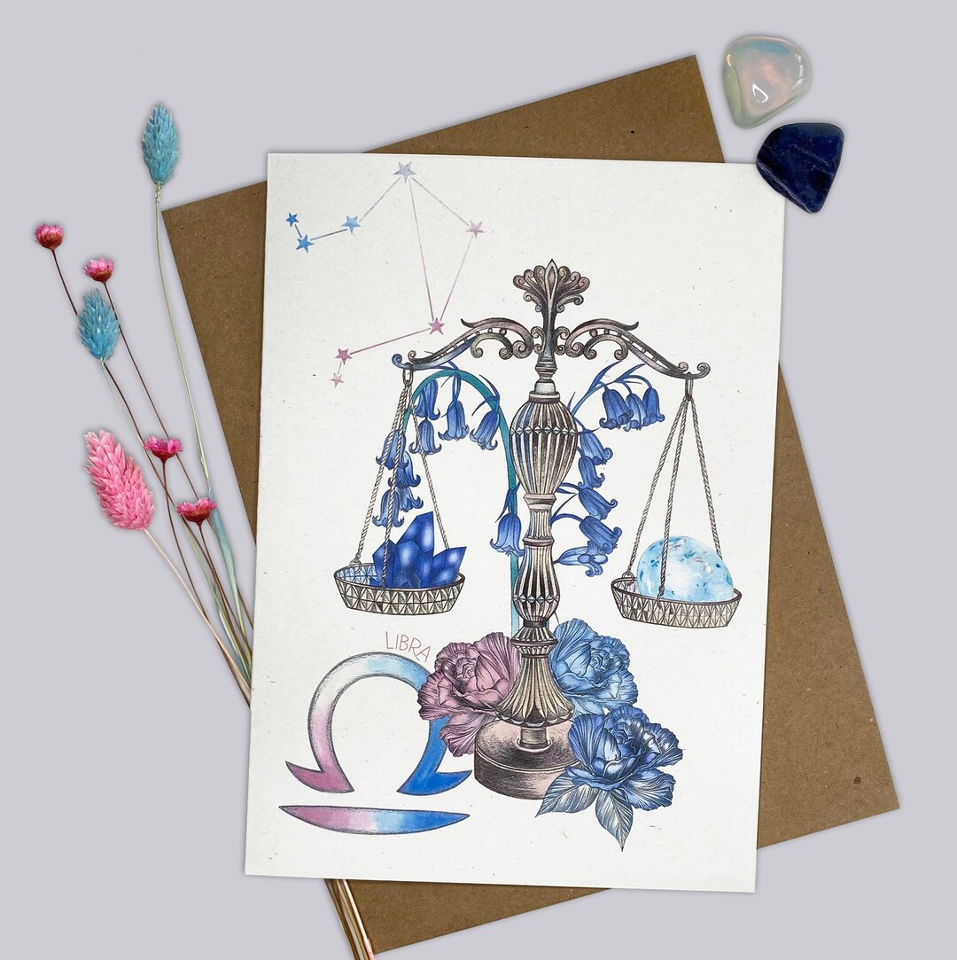 Libra Scales Card/ Mini Print - Etsy