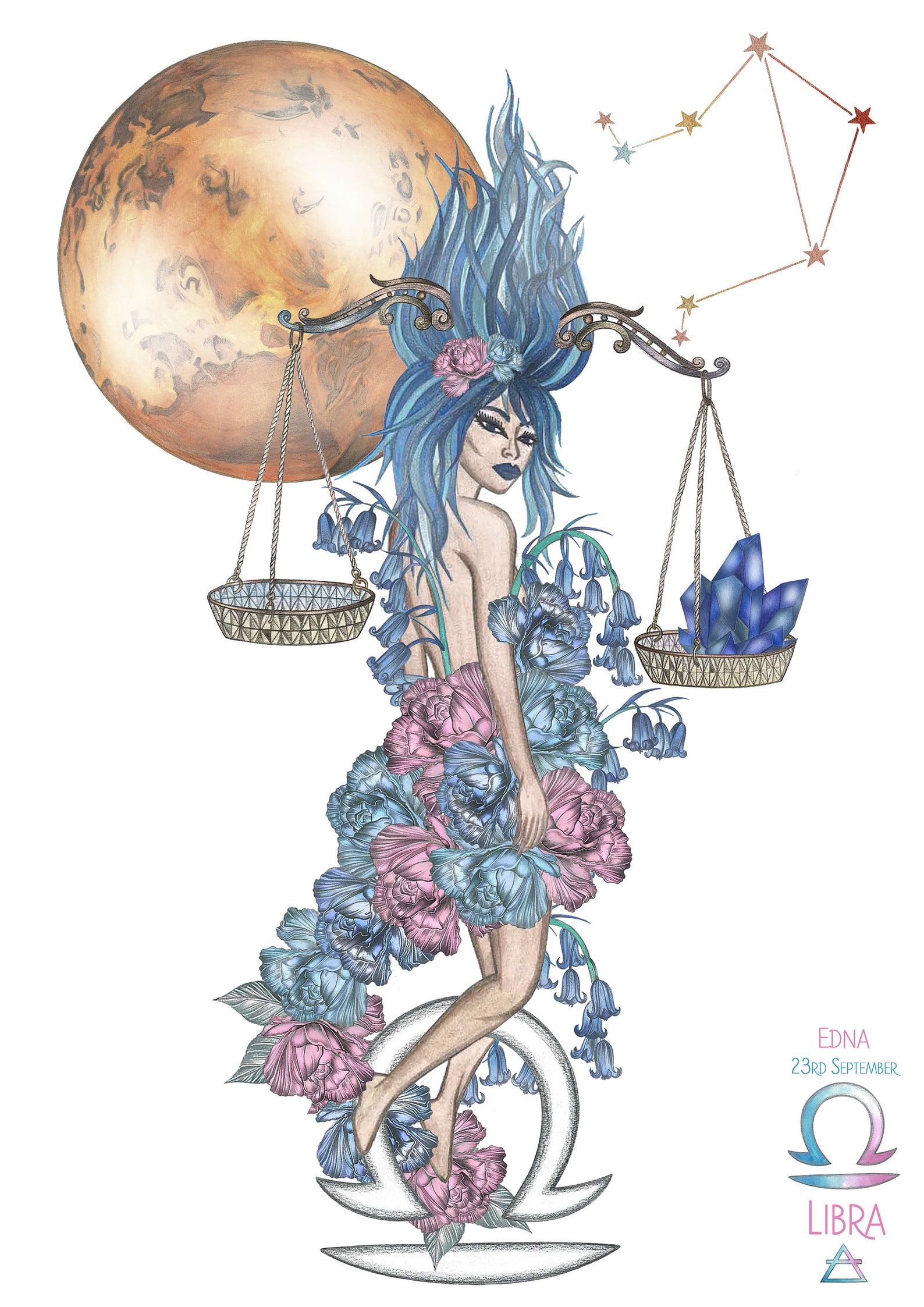 Libra Goddess Zodiac Print | Etsy