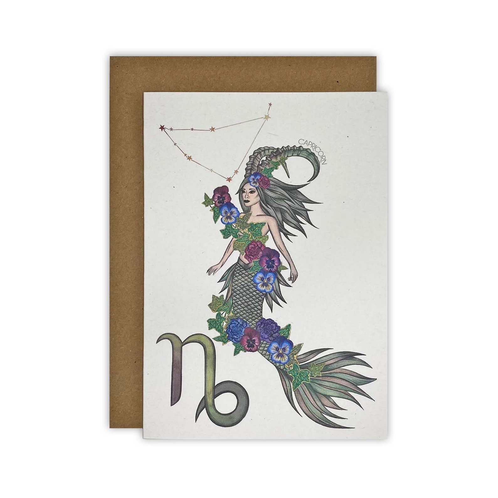Capricorn Mermaid Card/ Mini Print | Etsy