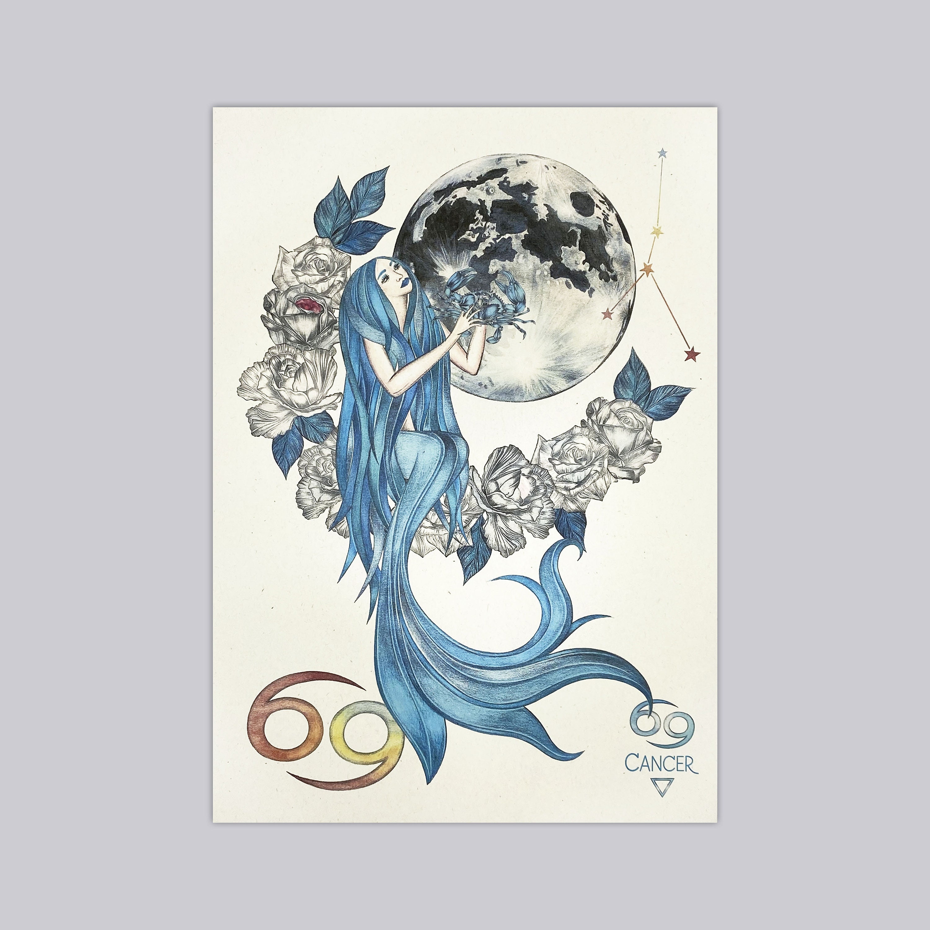 Cancer Mermaid Zodiac Print - Etsy
