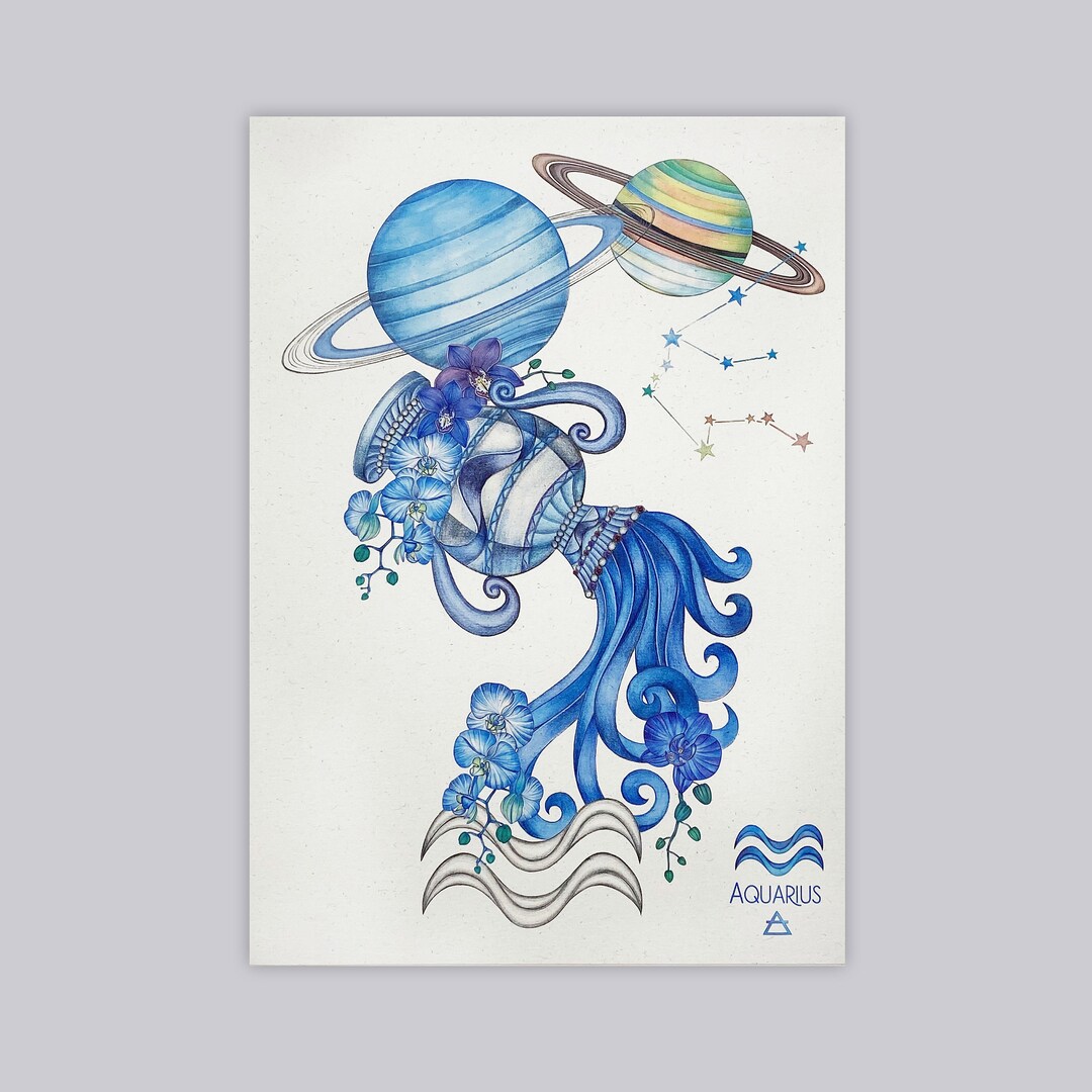Aquarius Zodiac Print - Etsy