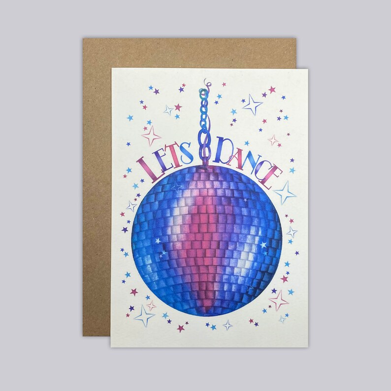 Lets Dance Disco Ball Card - Etsy