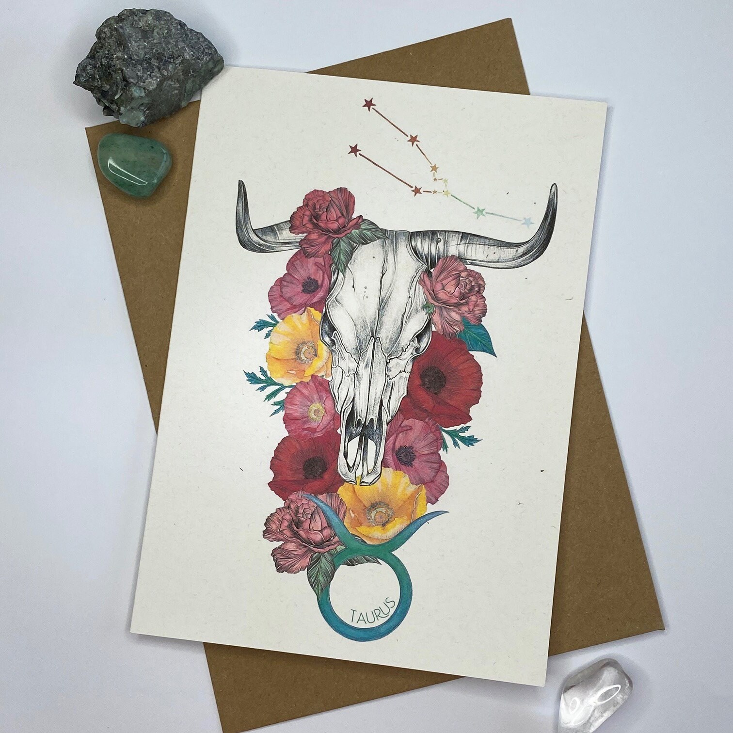 Taurus Skull Card/ Mini Print - Etsy Sweden
