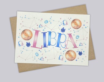 Libra Zodiac Card - Etsy
