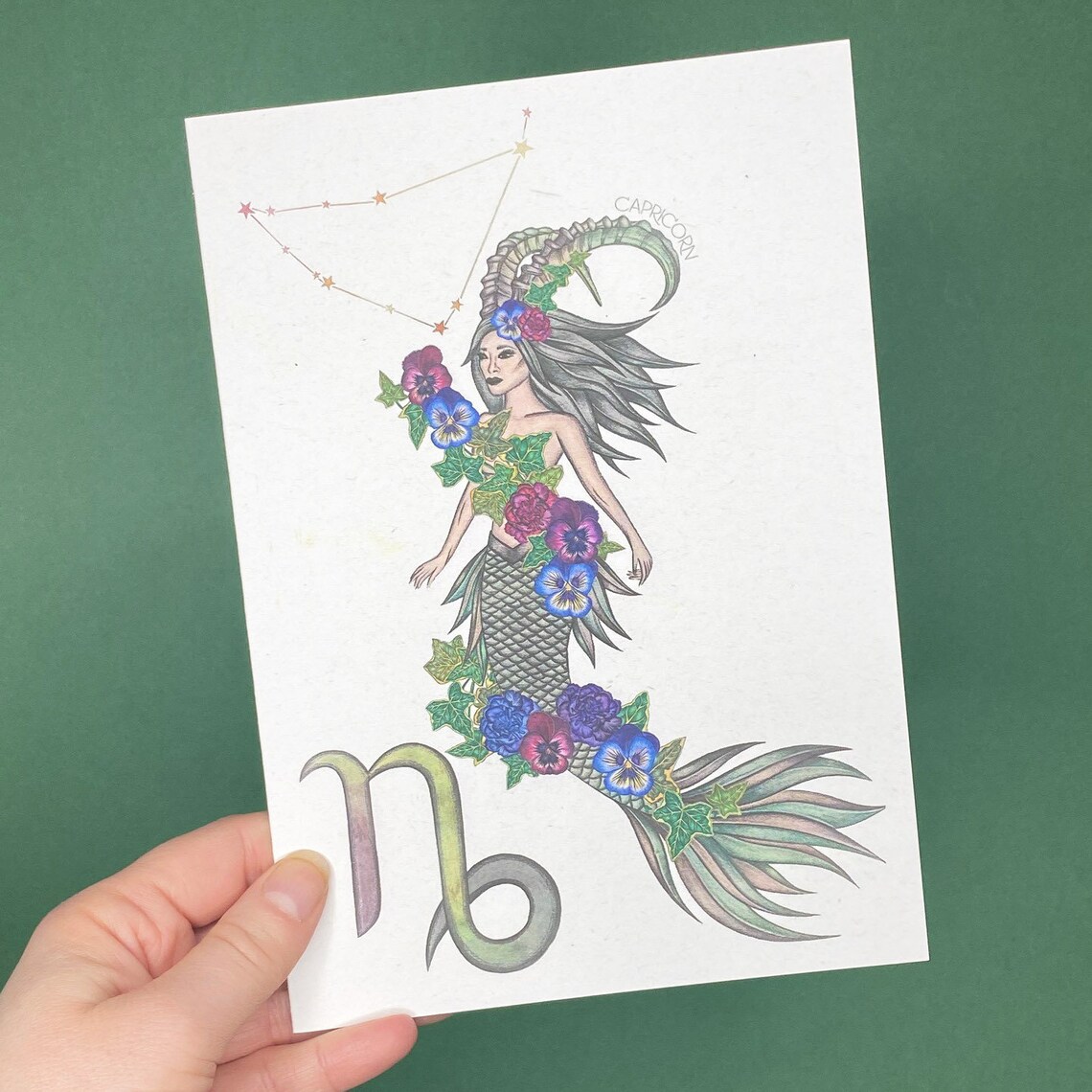 Capricorn Mermaid Card/ Mini Print - Etsy UK