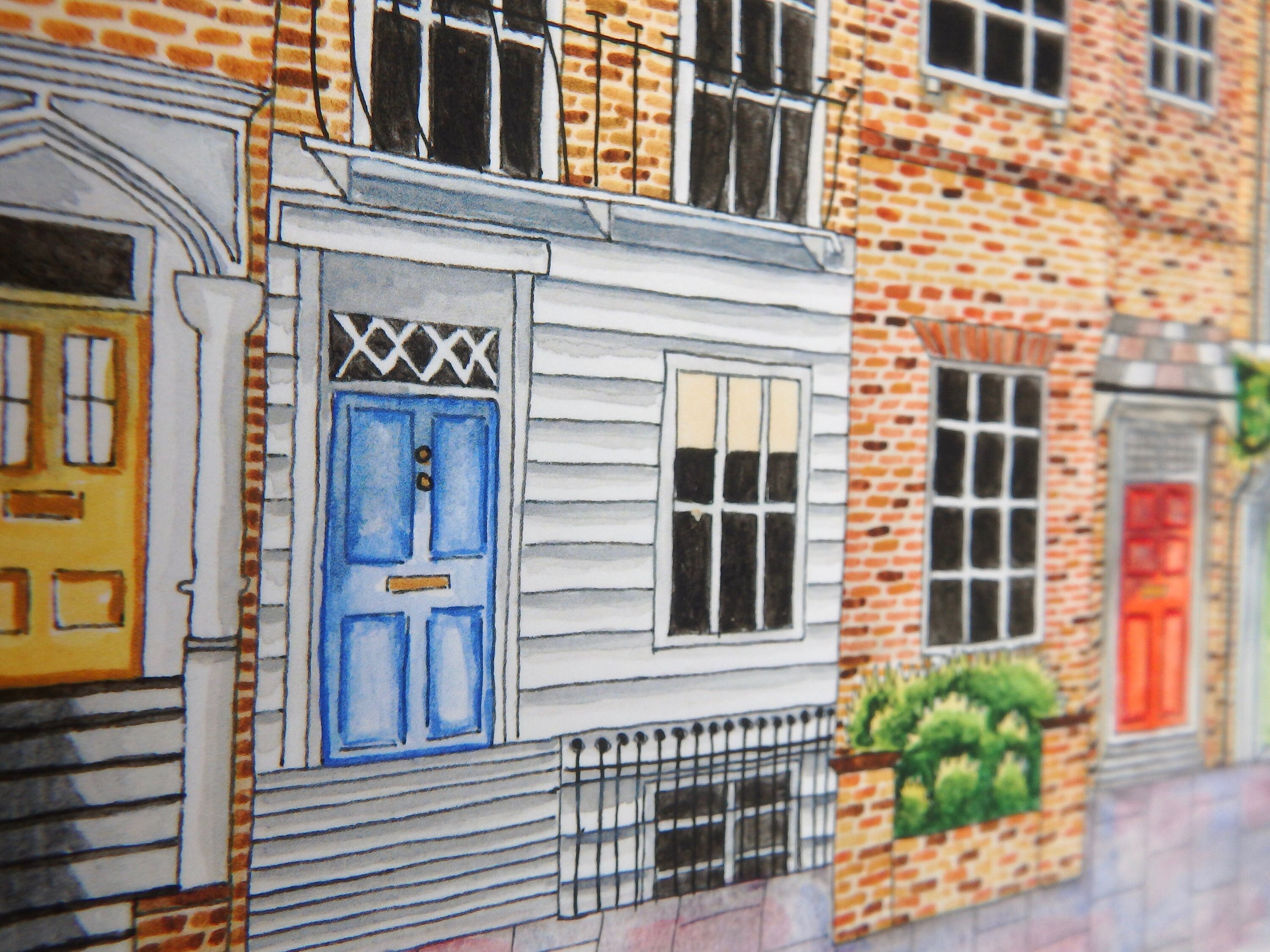 Terraced Houses, Watercolour Art Print, Hand Signed - Etsy