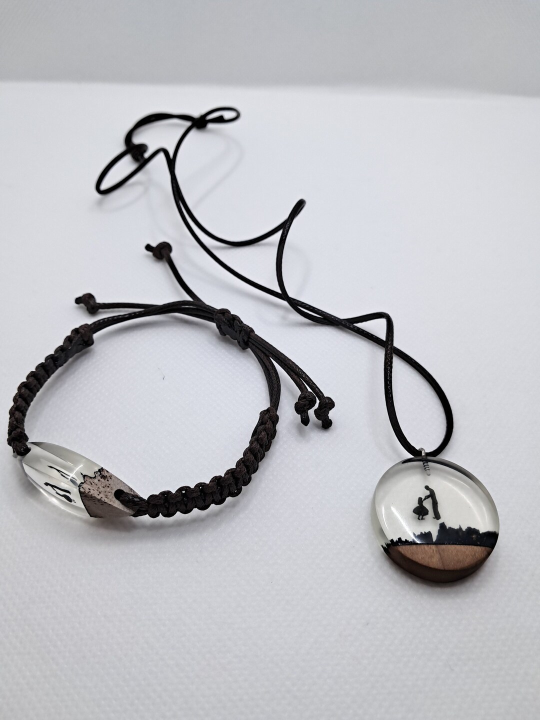 Epoxy Necklace and Epoxy Bracelet Made of Wood and Epoxy Resin, Wood ...
