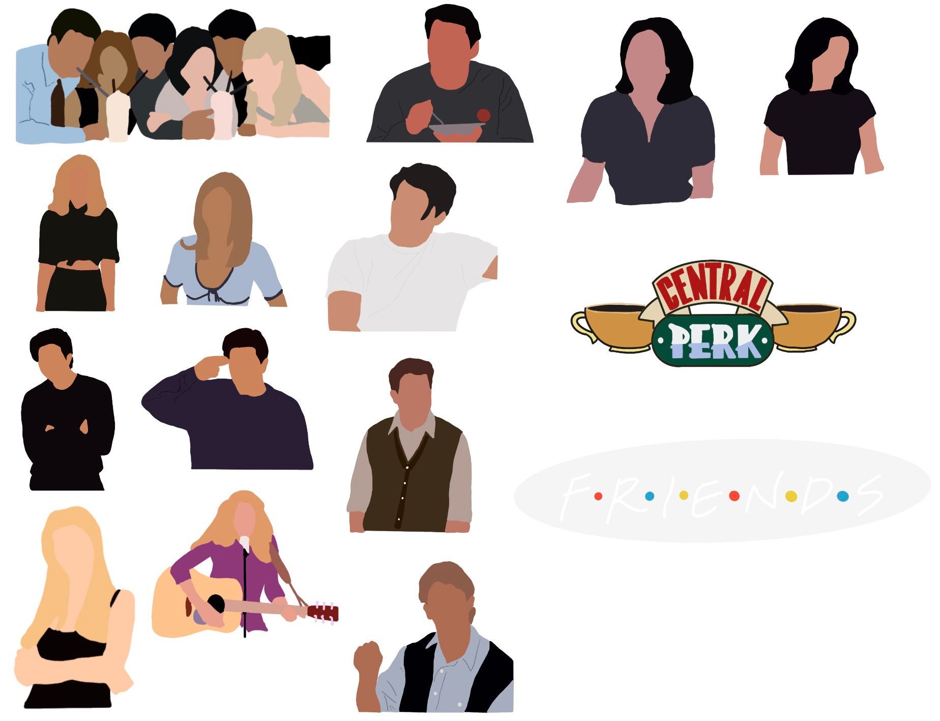 Friends Sticker Pack 15 Piece Set | Etsy