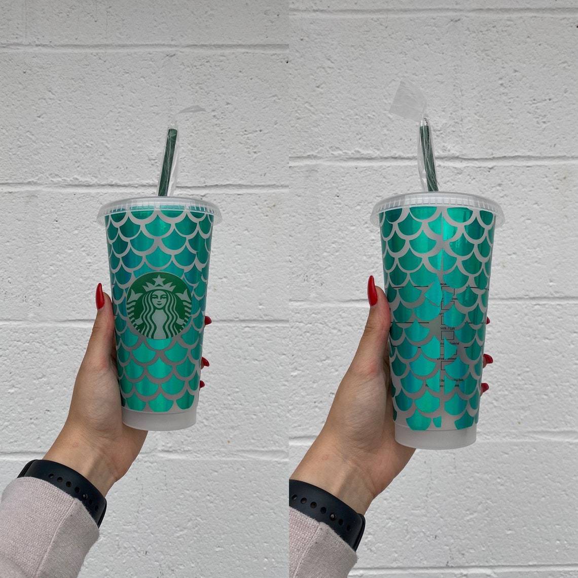 Mermaid Starbucks Cold Cup With Lid and Straw | Mermaid Print Tumbler ...