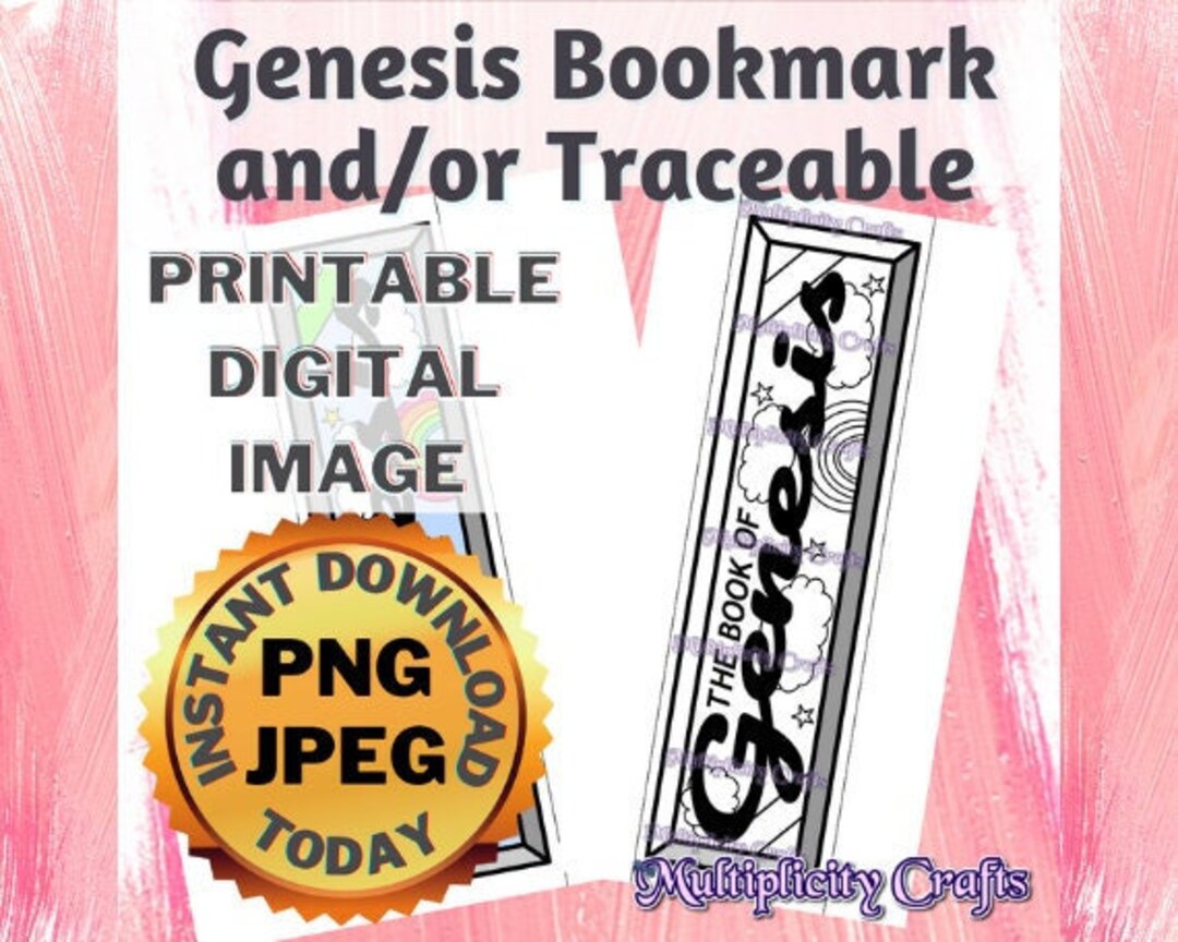 Genesis Bookmark And/or Bible Journaling Traceable, Clip Art Digital ...