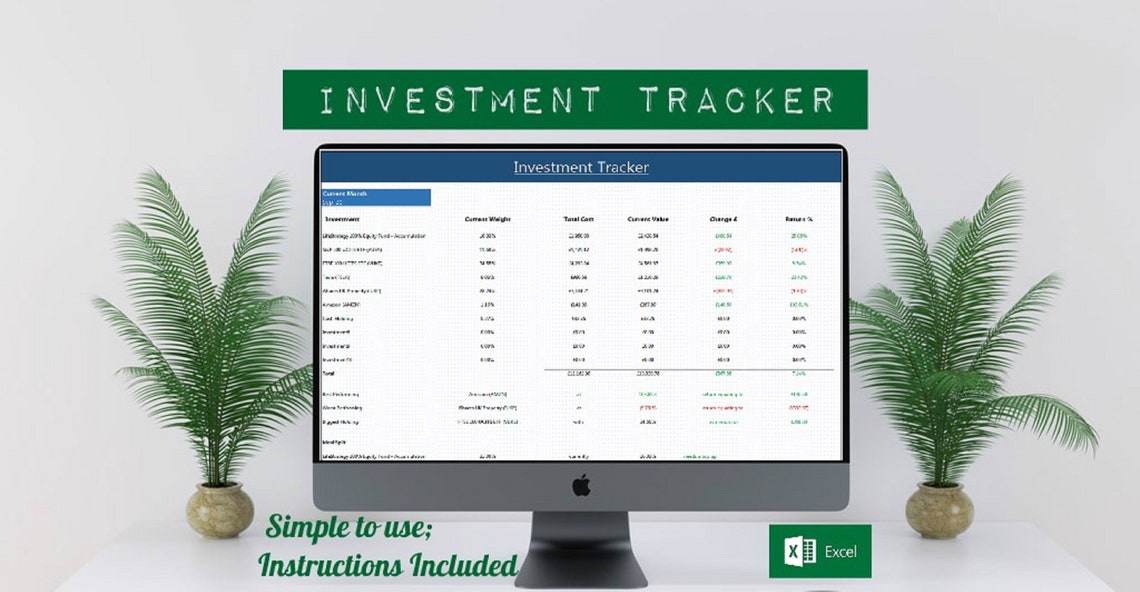 Investment Tracker | Excel | Monthly | Template | Instant Download | Editable Spreadsheet ...