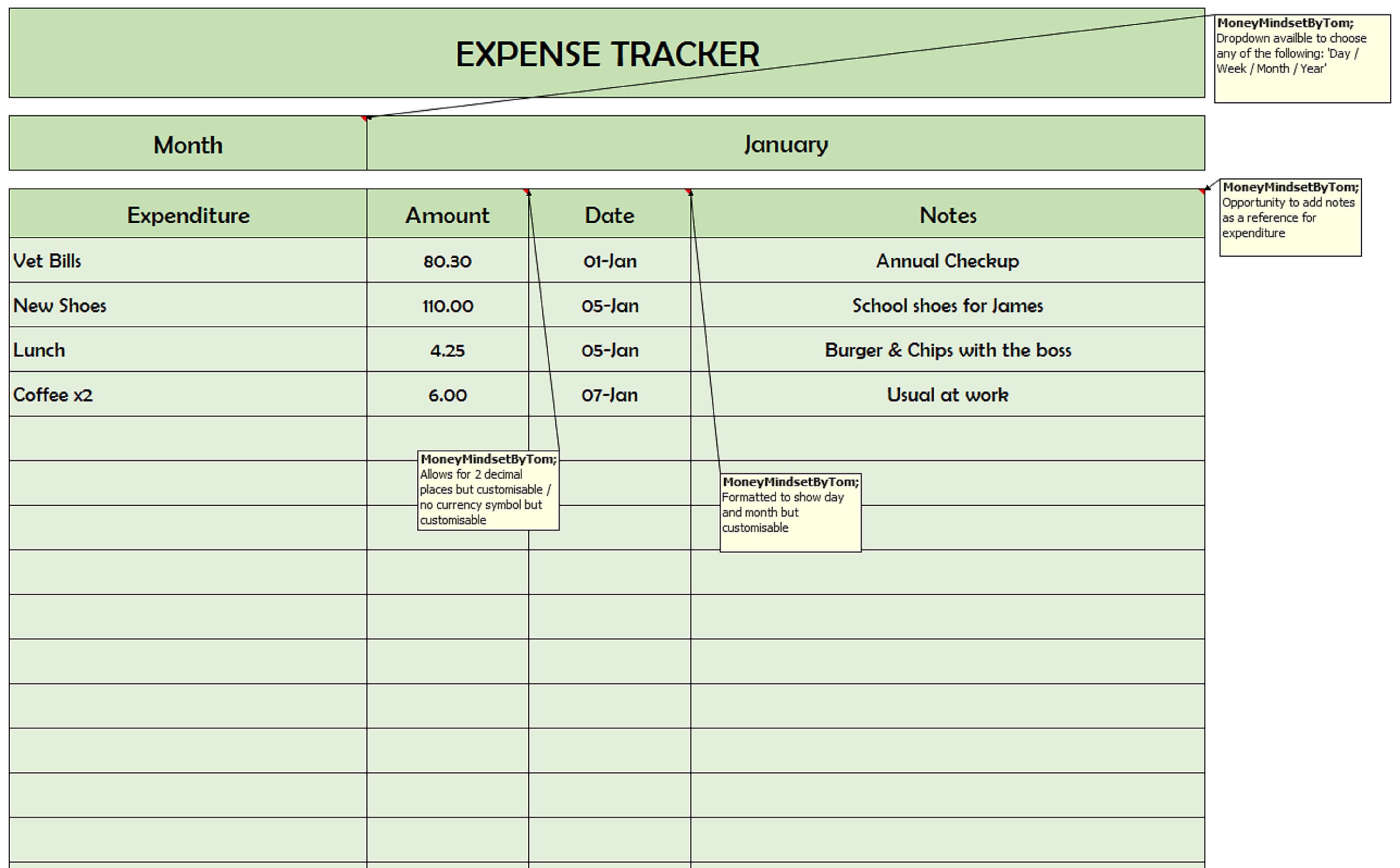 Excel Expense Tracker | Digital Expense Template | Instant Download ...