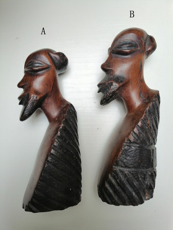 Vintage Africa Hand Carved Wood African Man Sculptures Figure | Etsy