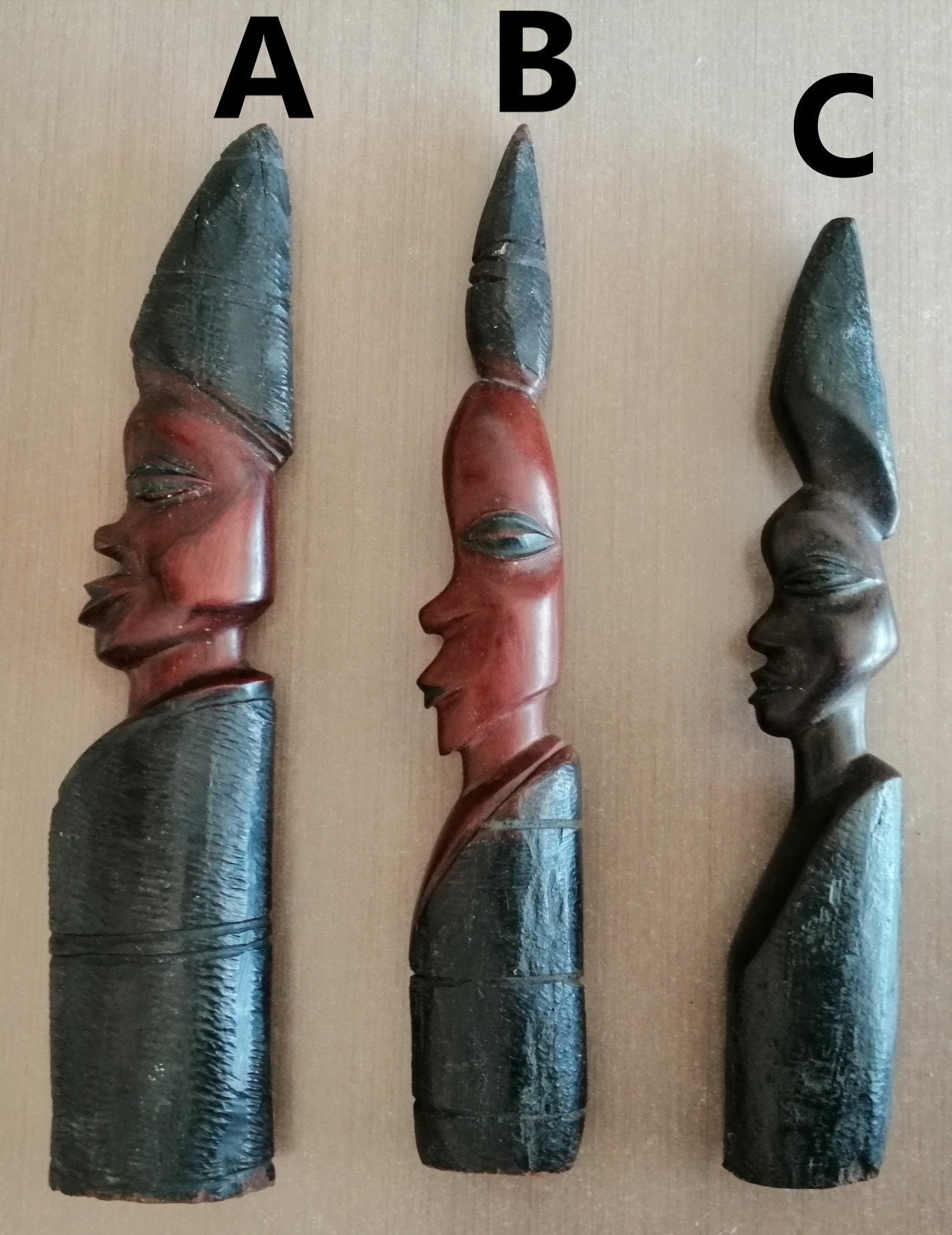 African Hand Carved Wood African Man and Woman Sculptures of - Etsy