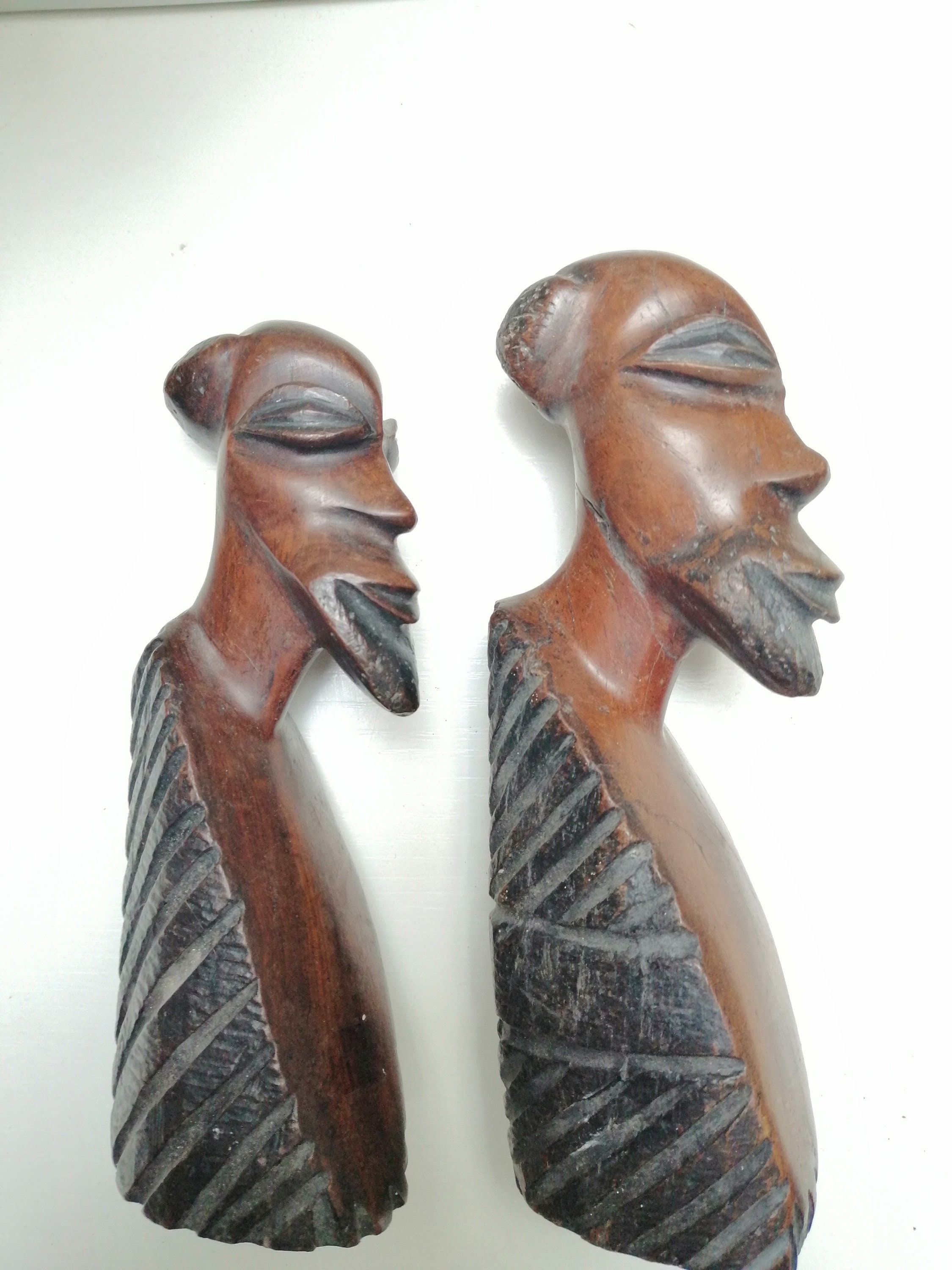 Vintage Africa Hand Carved Wood African Man Sculptures Figure of Head Wooden Statues - Etsy