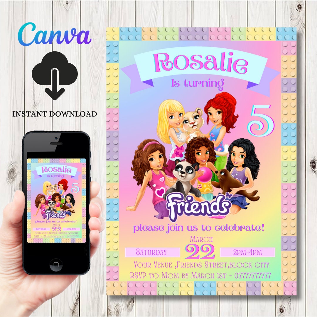 INSTANT DOWNLOAD Friends Birthday Invitation Girls Party Invite ...