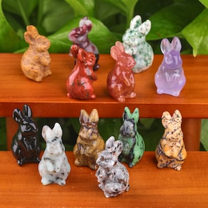 1.5 Inches Crystal Rabbit Carving Small Gemstone Bunny Hand Carved Gift ...