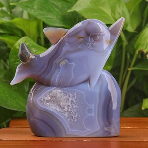 Large Raw Gemstone Carved Crystal Animals Figurines Gray Agate Geode ...