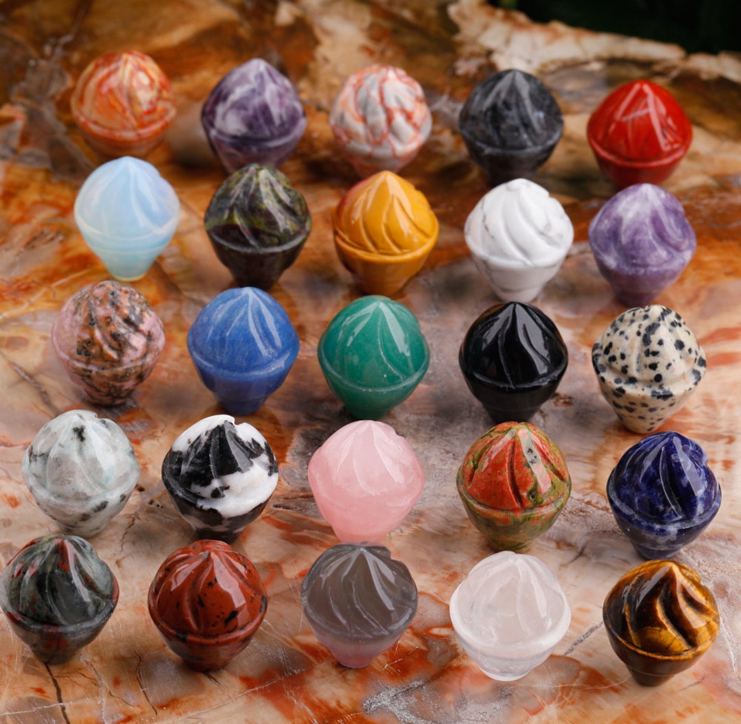 1 Inch Mini Gemstones Ice Cream Cute Decor , Quartz Crystal Ice Cream ...