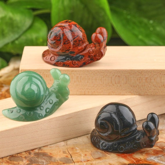 2 Crystal Snail Figurines Gemstone Snail Figurines - Etsy