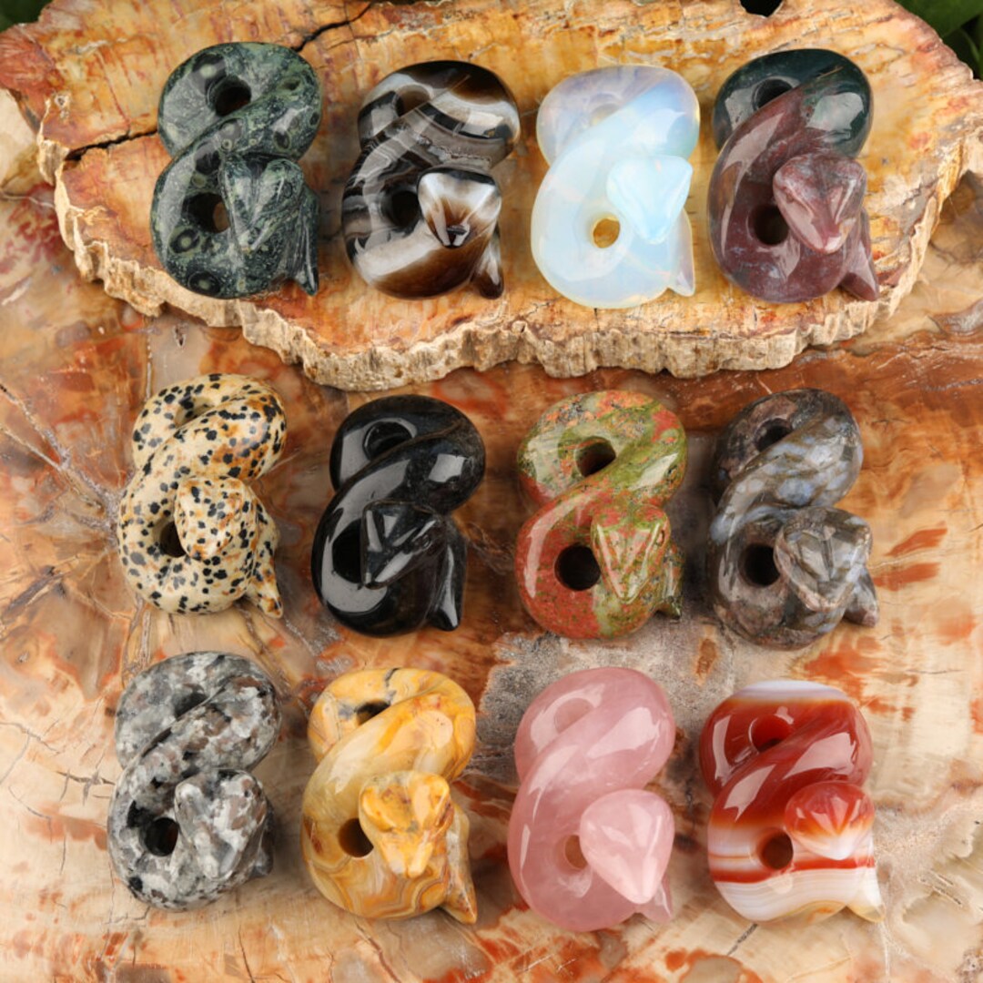 12 Stone, 2 Inch Crystal Snake Hand Carving, Quartz Crystal Serpent ...