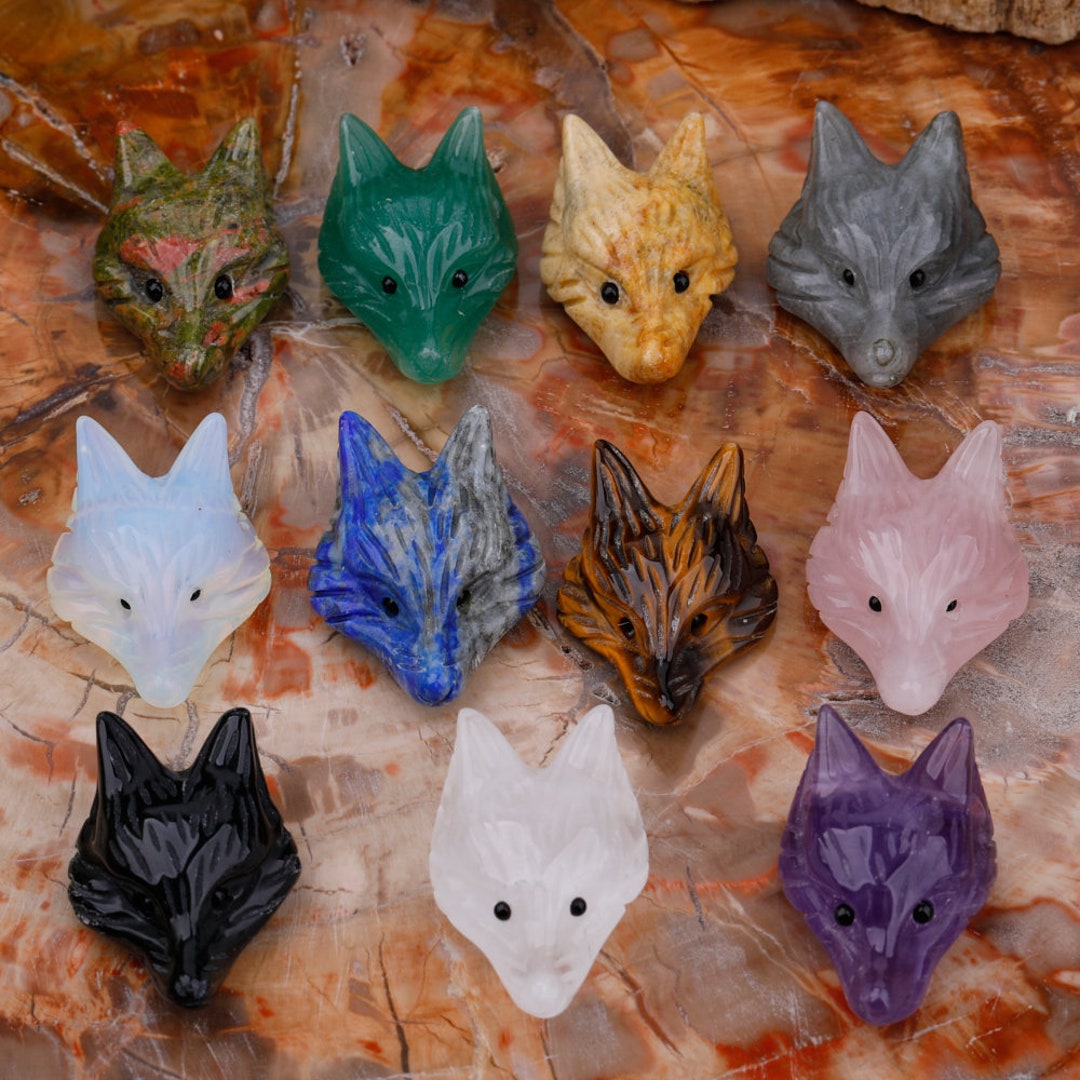 Amethyst Crystal Carved Fox Head Pendants for Necklace Making,lapis ...