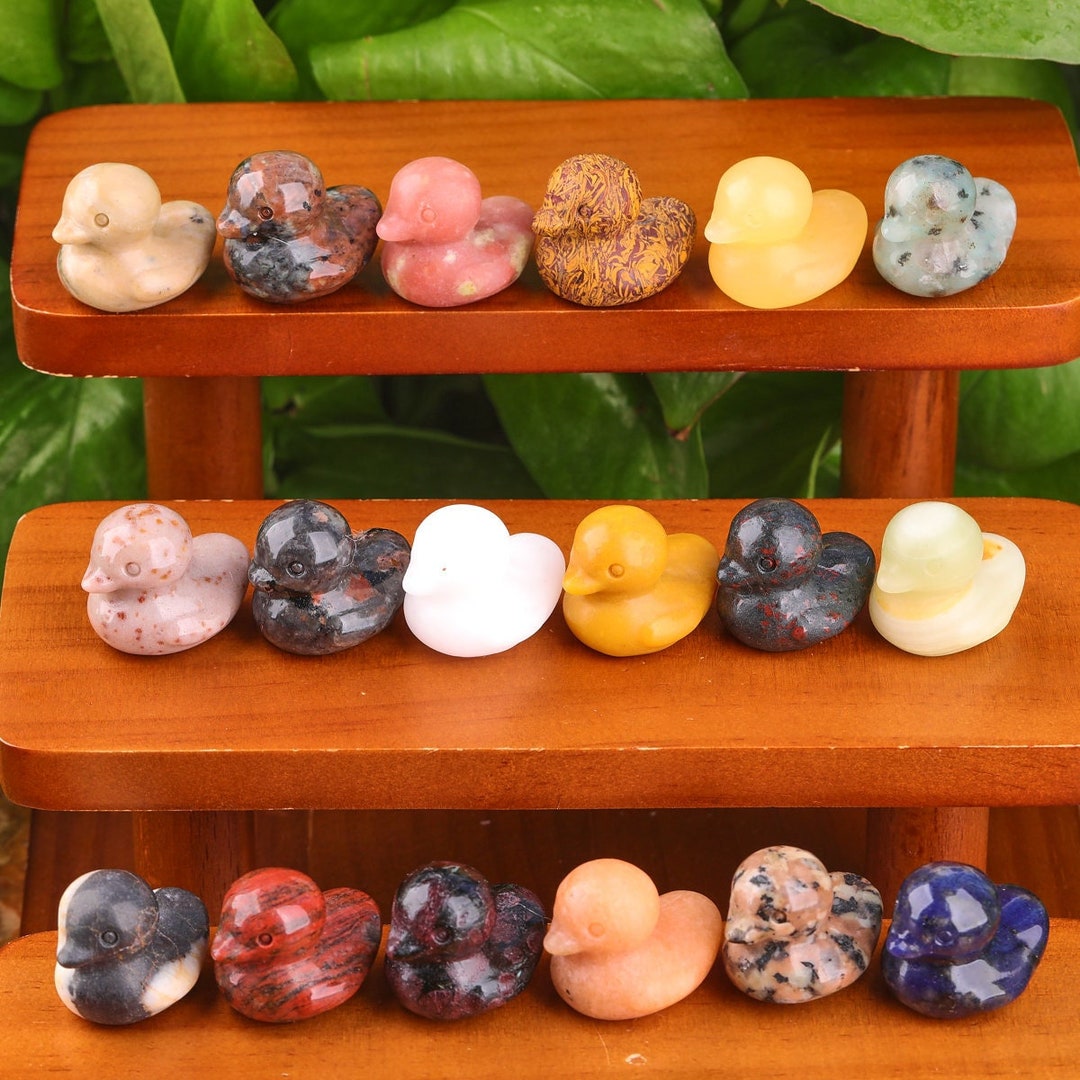 3cm Crystal Duck, Hand Carved Gemstone Little Yellow Duck Decor ...