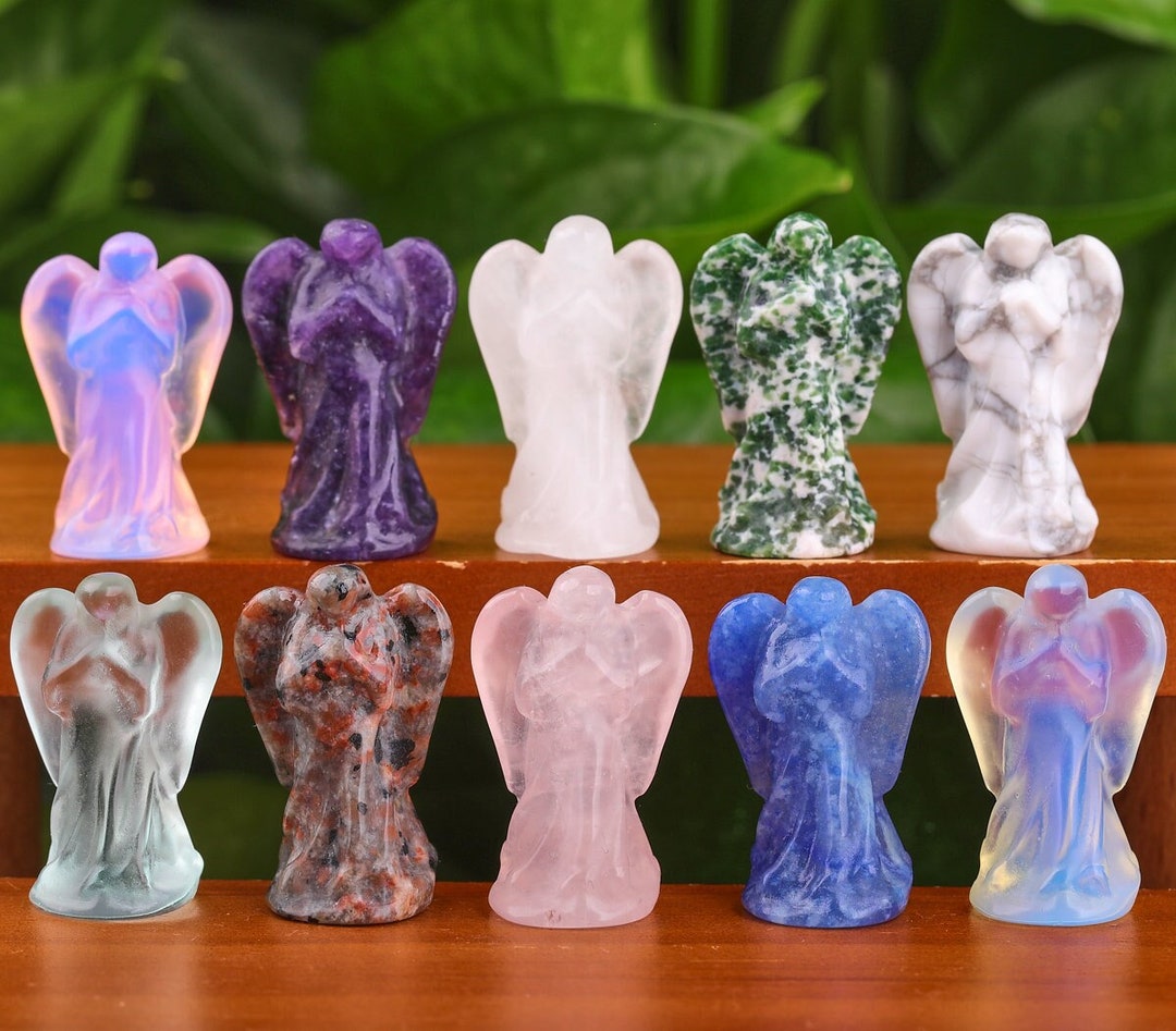 1.2" Crystal Angel Figurines Carved Genuine Chakra Stone Angels - Etsy