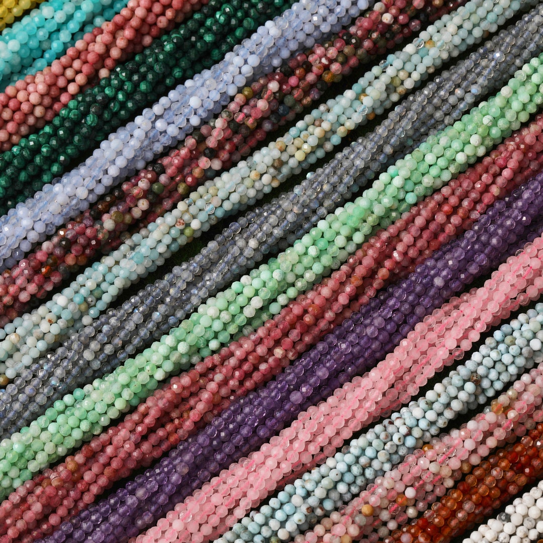 Natural Crystal Faceted Beads, Gemstone Cut Mini Strand Bead , 2/3/4mm ...