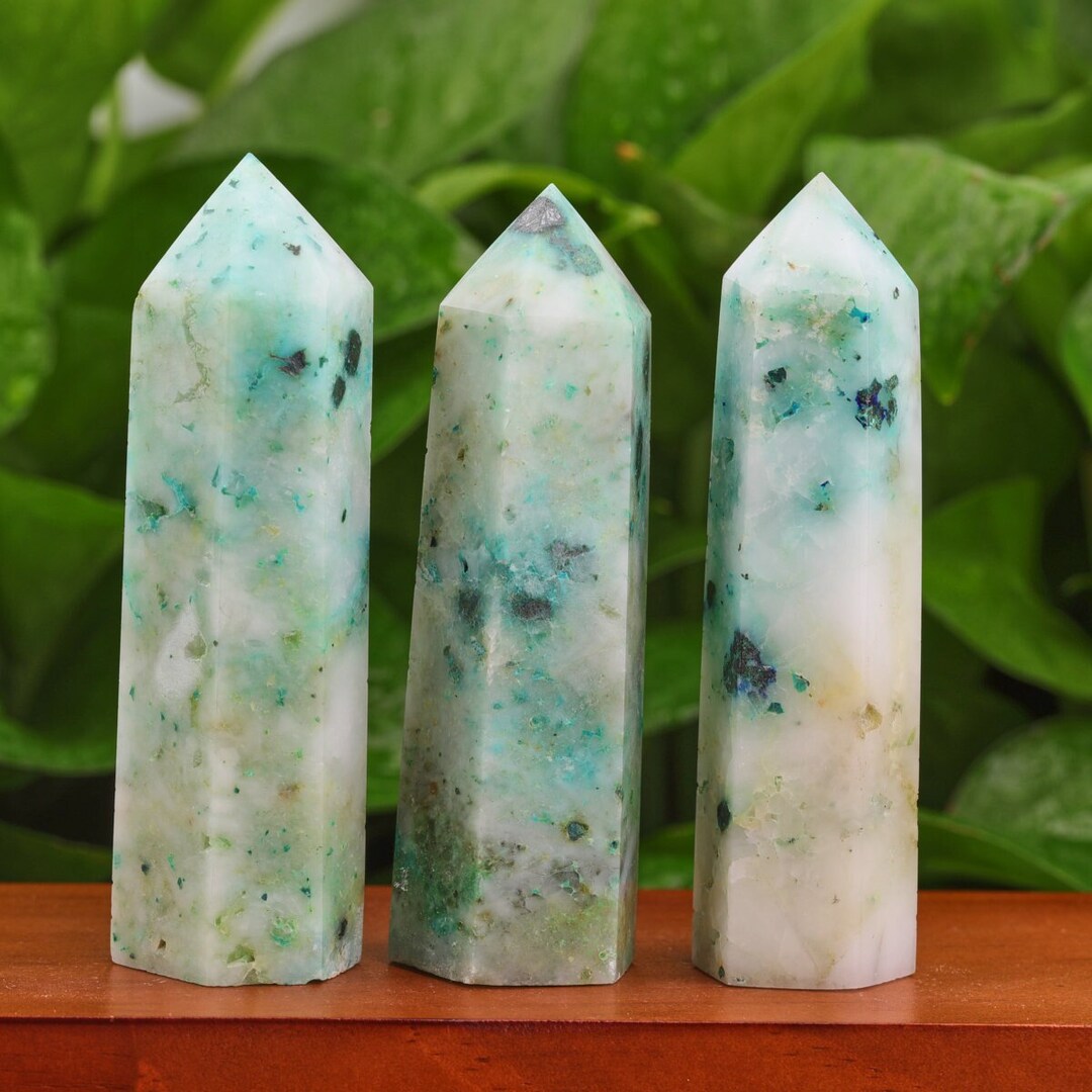 3.5-4" Phoenix Stone Obelisk Point Natural Chrysocolla Tower Crystal ...