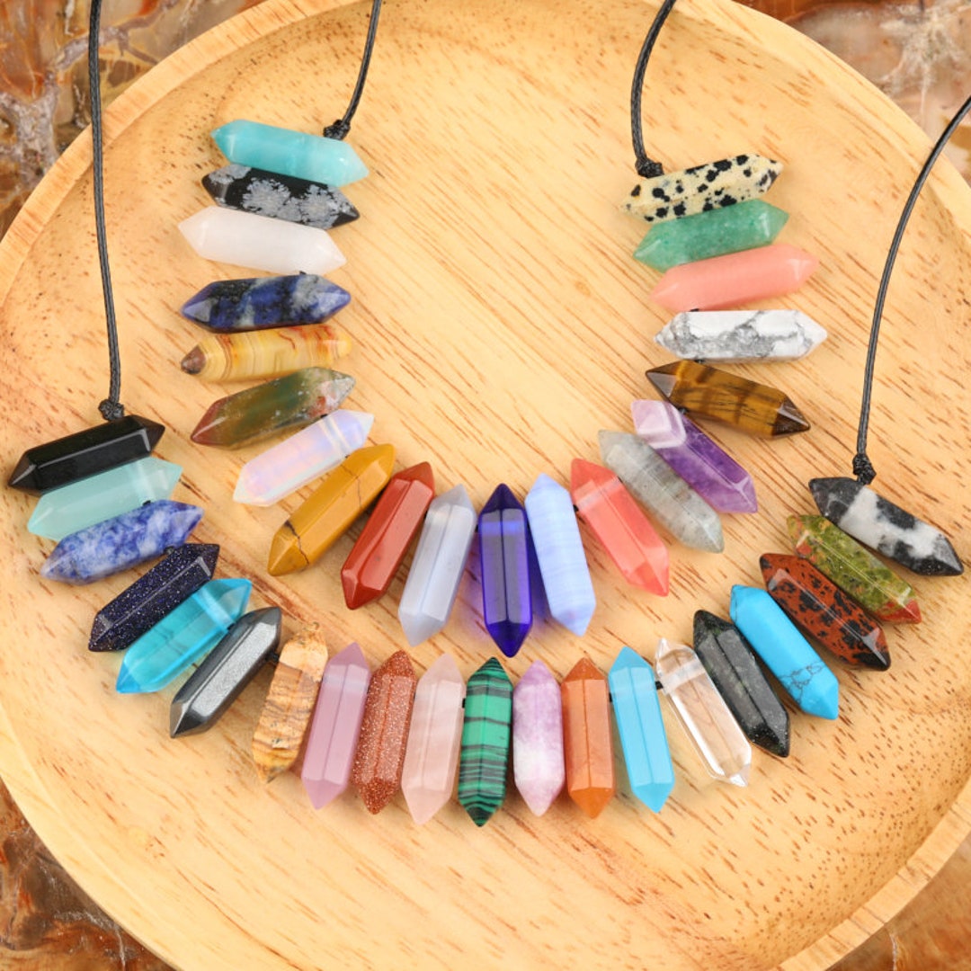 Crystal Point Pendant 40 Kinds of Gemstone Point Necklace Healing Stone ...