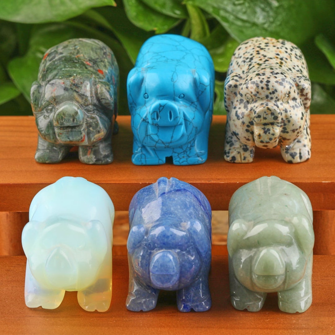 2.5" Crystal Pig Hand Carving, Quartz Crystal, Mineral Specimen, Rock ...
