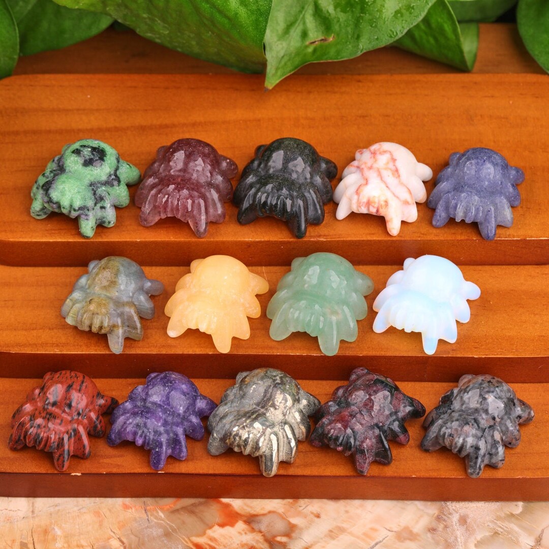 1.2" Crystal Spiders Carved Crystal Animals Figurines Labradorite ...