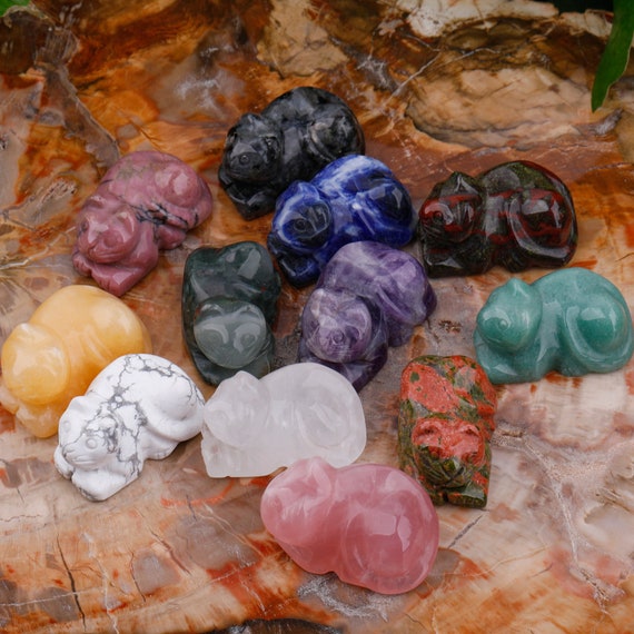 12 Stone1.5 Inch Crystal Cat Hand Carving Quartz | Etsy