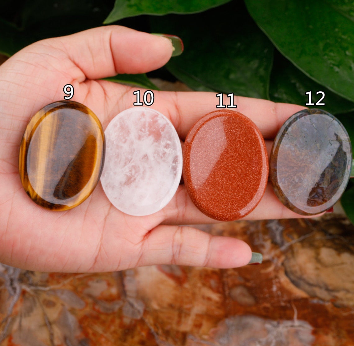 24 Kinds Worry Stone , Natural Gemstone Healing Chakra Crystal Oval ...