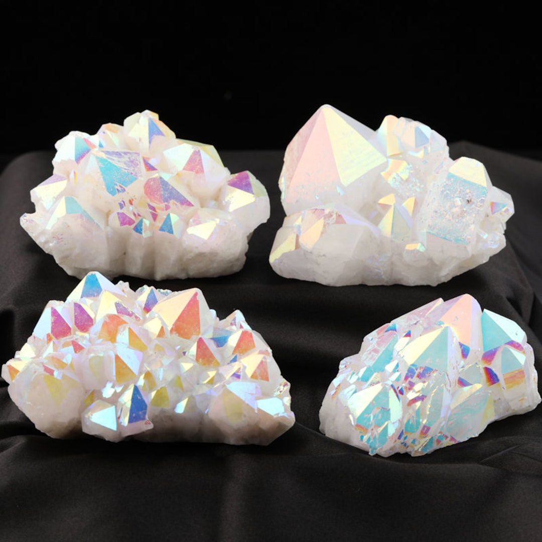 Angel Aura Quartz Cluster, Rainbow Aura Quartz Crystal Cluster, Decor ...