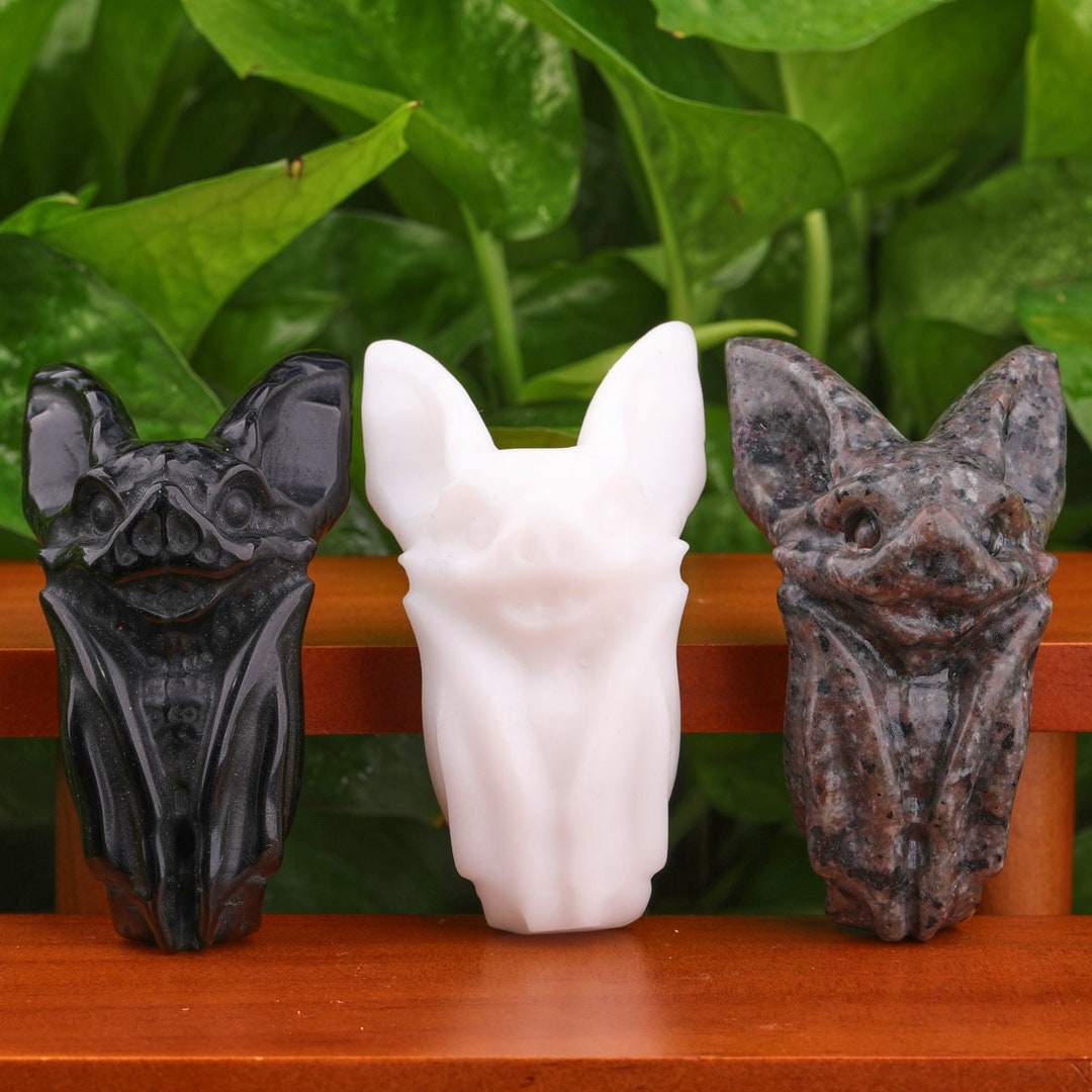 9 Stone 3" Crystal Bat Carving Quartz Halloween - Etsy