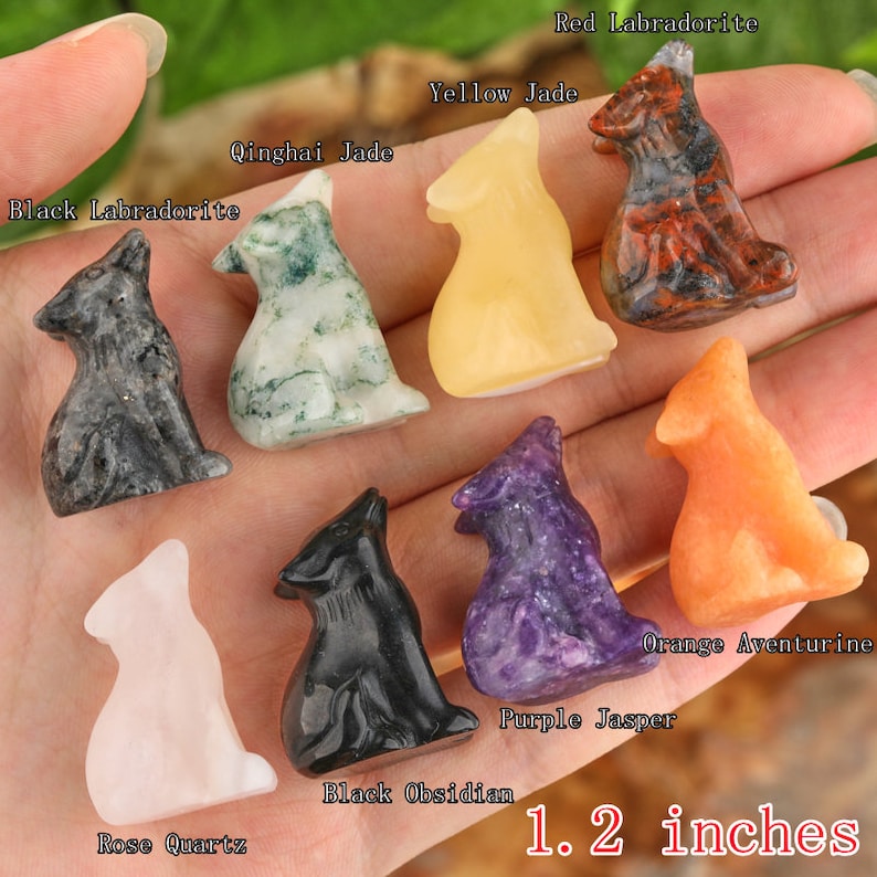 36 Stone 2 Crystal Wolf Hand Carving Quartz Crystal - Etsy
