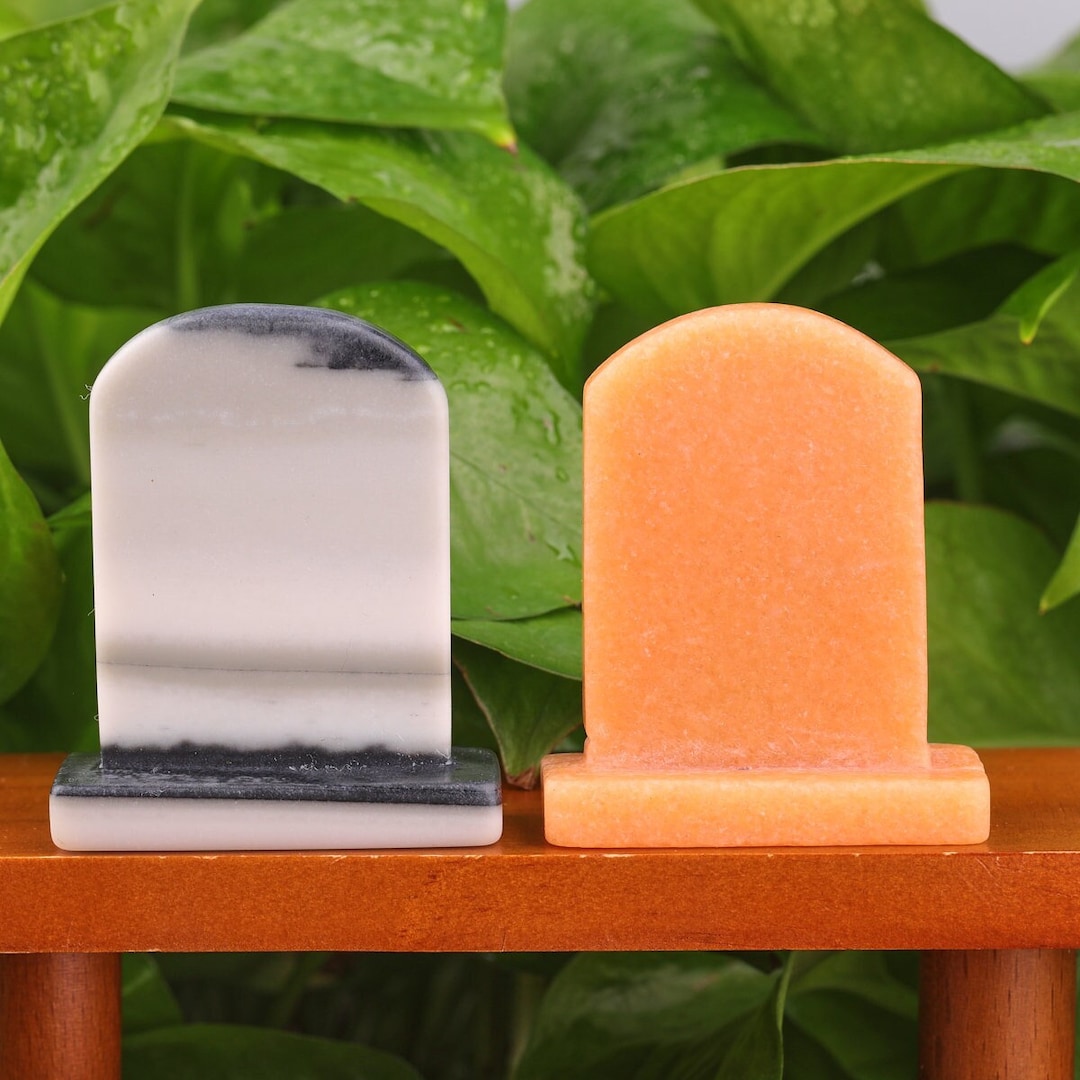 2.6 Inches Crystal Tombstone Carving Small Gemstone Headstone Hand ...